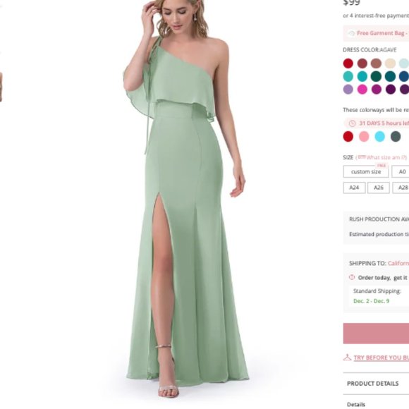 Azazie | Dresses | Azazie Modella Bridesmaid Dress Agave | Poshmark